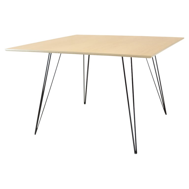 Maple Williams Dining Table Black Hairpin Legs Square Top For Sale at ...