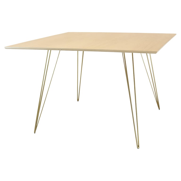 Maple Williams Dining Table Gold Hairpin Legs Square Top For Sale at ...