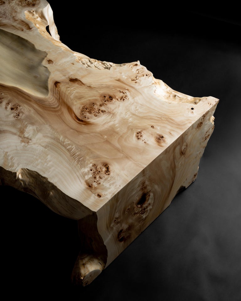 Mappa Burl Waterfall Edge Coffee Table, in Stock For Sale at 1stDibs