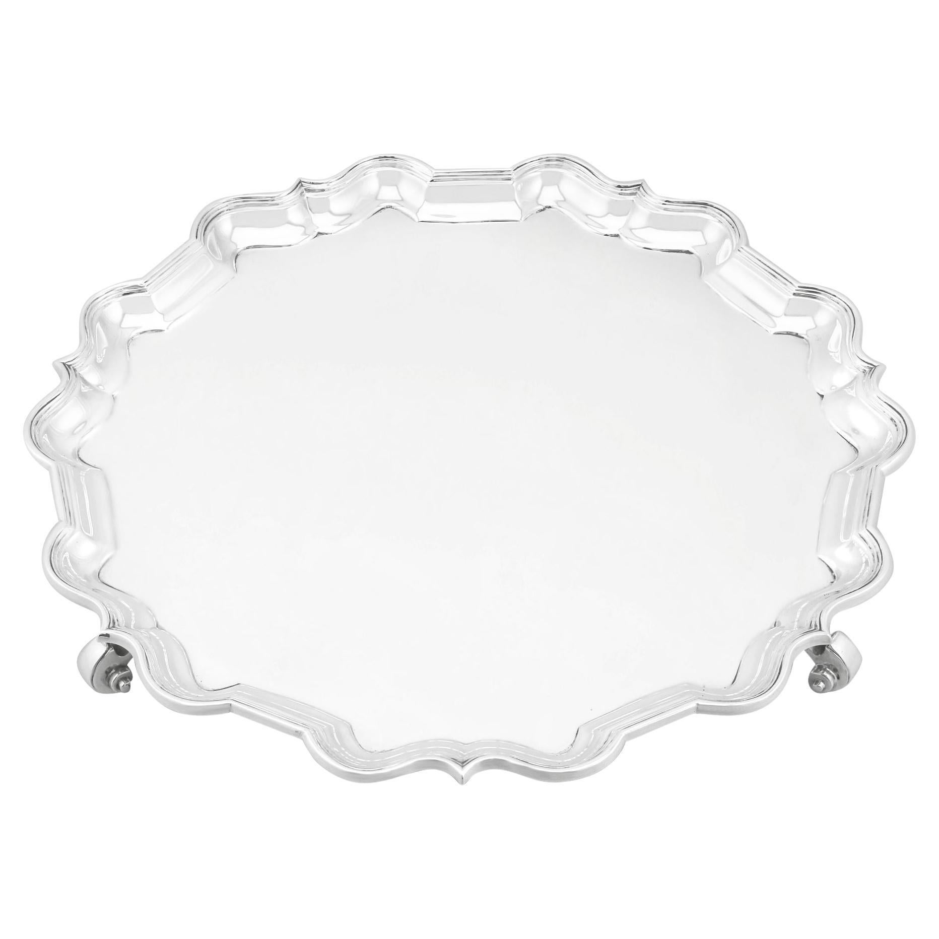 Large Antique English Silver Plated Cocktail Tray / Salver by Mappin and Webb at 1stDibs