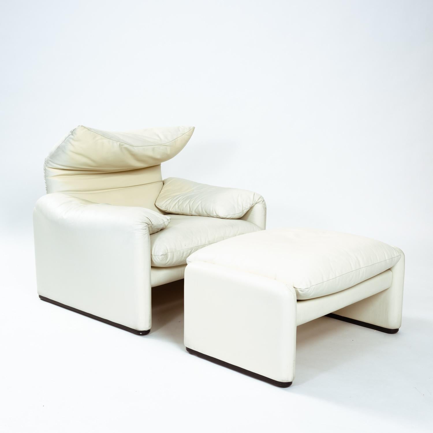Maralunga armchair and footstool by Vico magistretti, cassina white ...