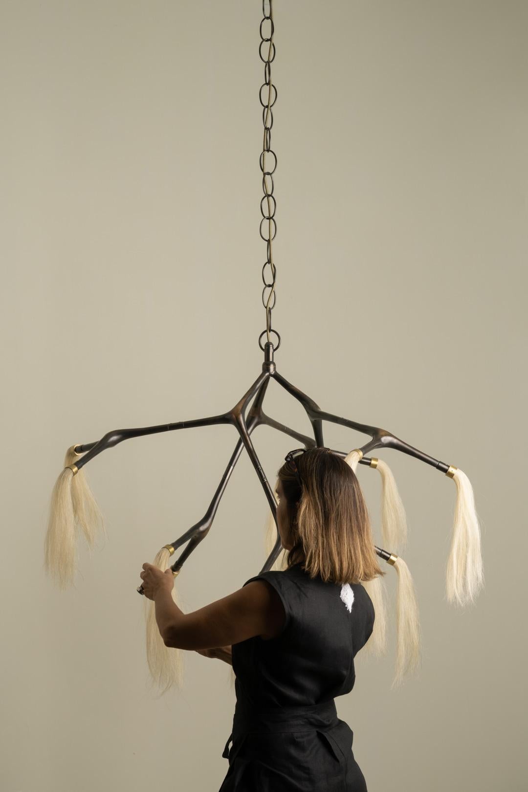 Maratus Horse Hair Chandelier w/Lost-Wax Brass Horse Hair Customizable ...