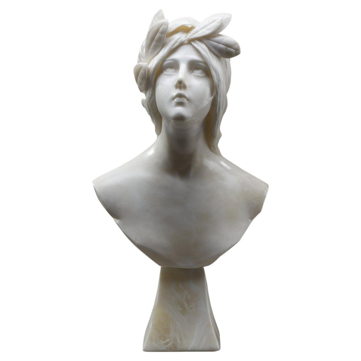 Bust in White Marble and Alabaster at 1stDibs