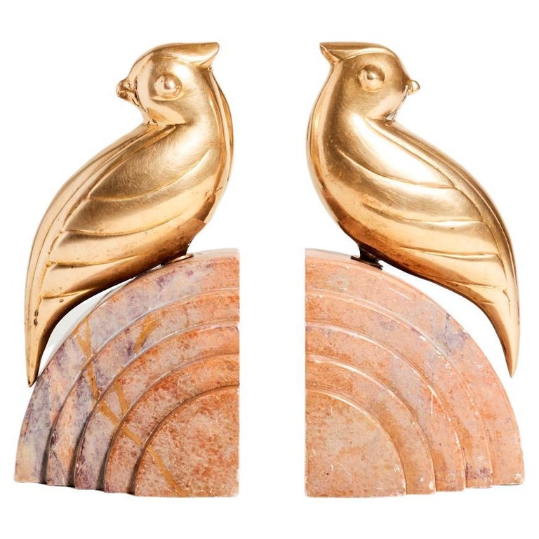 Marble and Brass Art Deco Style Bird Bookends at 1stDibs | brass bird ...