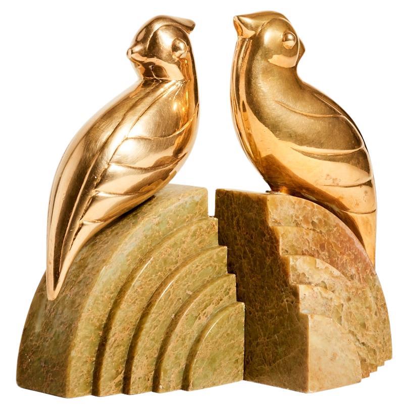 1930s Art Deco Design Marble And Brass Woodcock Bookends For Sale at ...