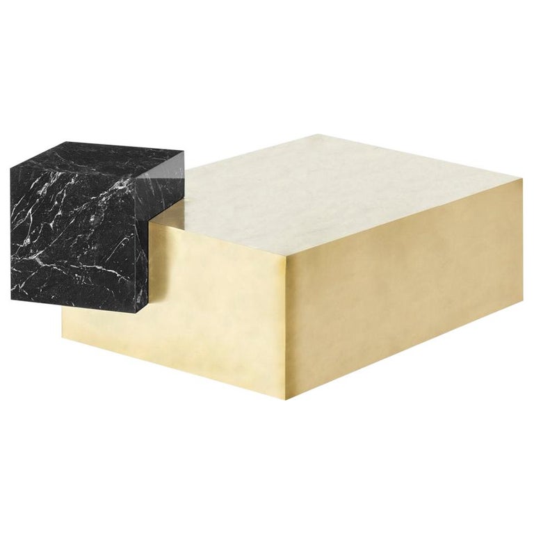 Marble and Brass Coexist Askew Coffee Table by Slash Objects For Sale at 1stDibs