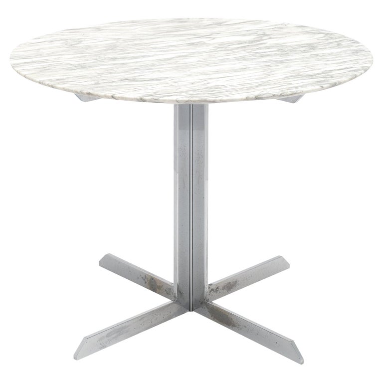 Marble and Chrome Knoll Table For Sale at 1stDibs