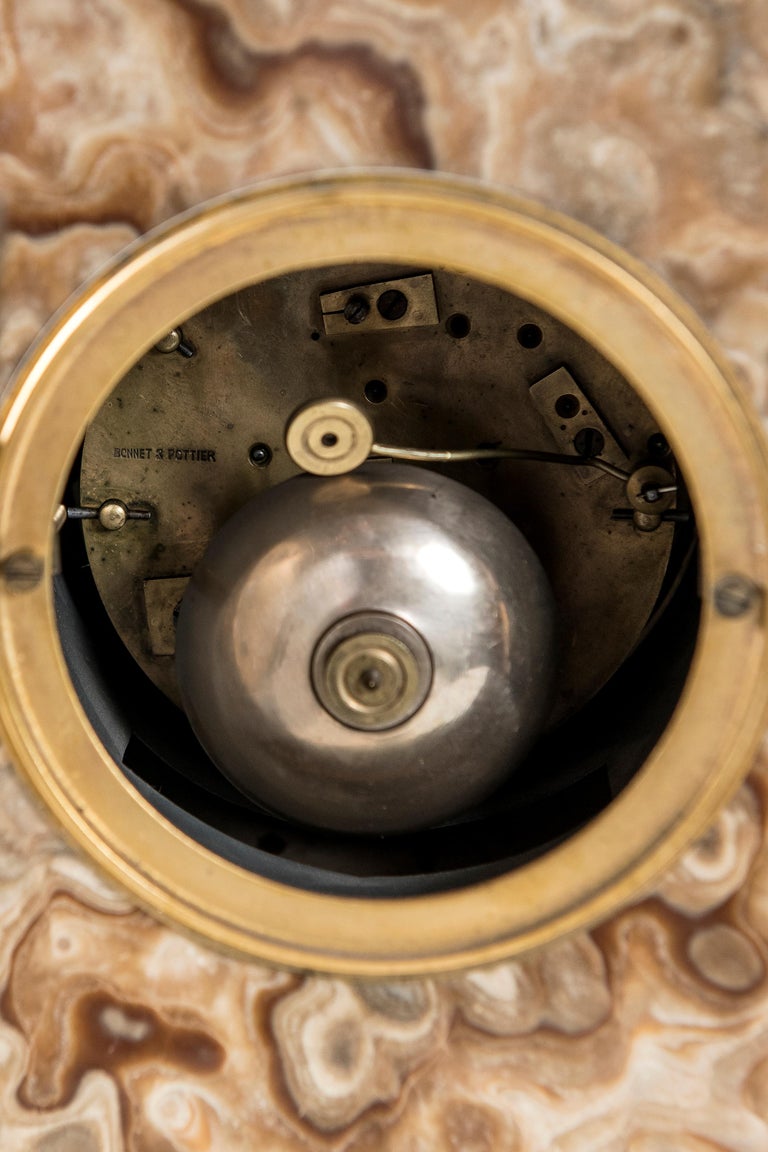 Marble and Gilt Bronze Clock, Machine Signed Bonnet and Pottier, France ...