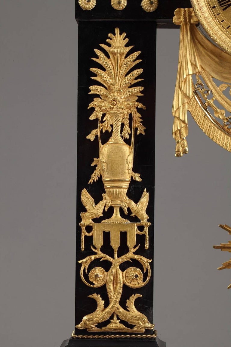 Marble and Gilt Bronze Portico Clock-Empire Period at 1stDibs
