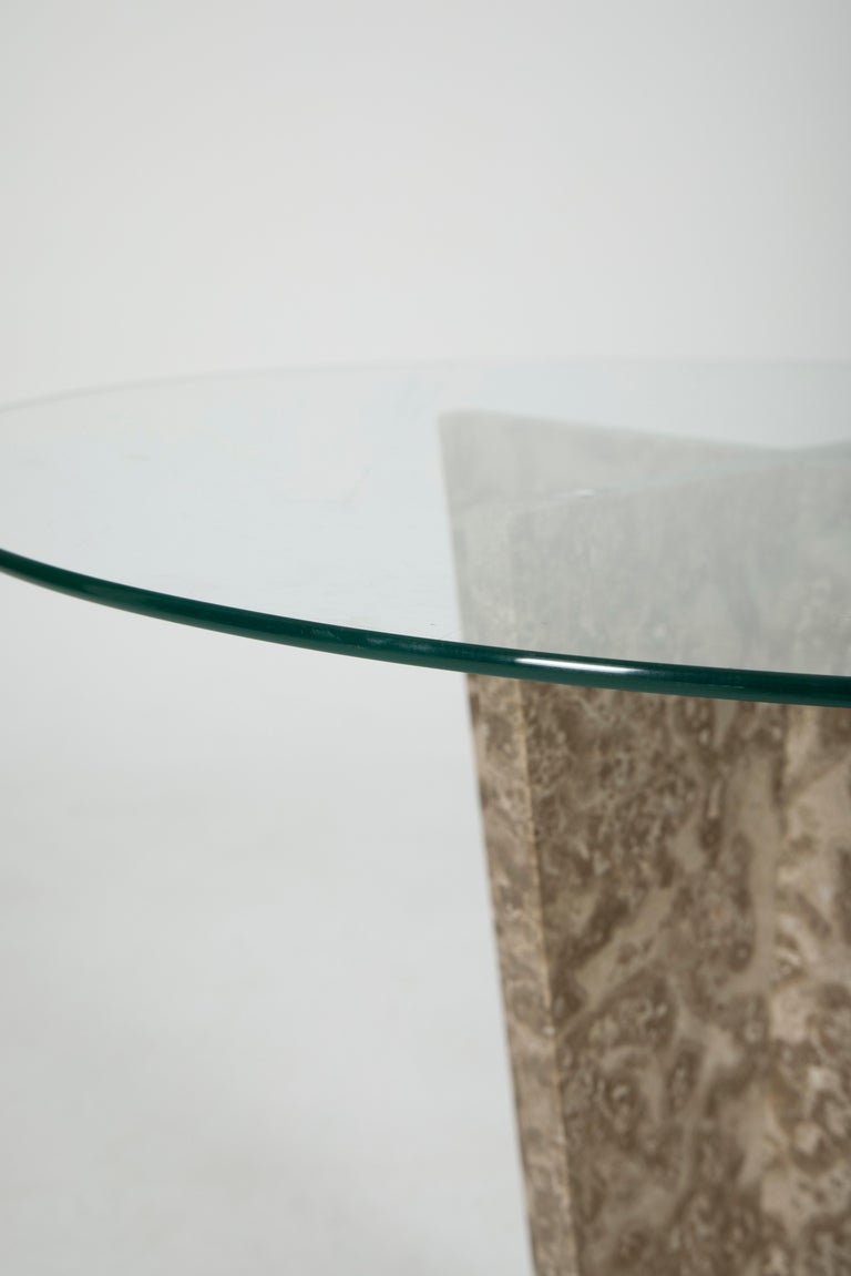 Marble and Glass Pedestal Table, 1970s For Sale at 1stDibs