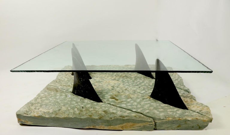 Marble and Glass Shark Fin Table at 1stDibs | shark coffee table, shark ...