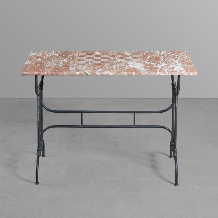Marble and Iron Cafe Game Table For Sale at 1stDibs