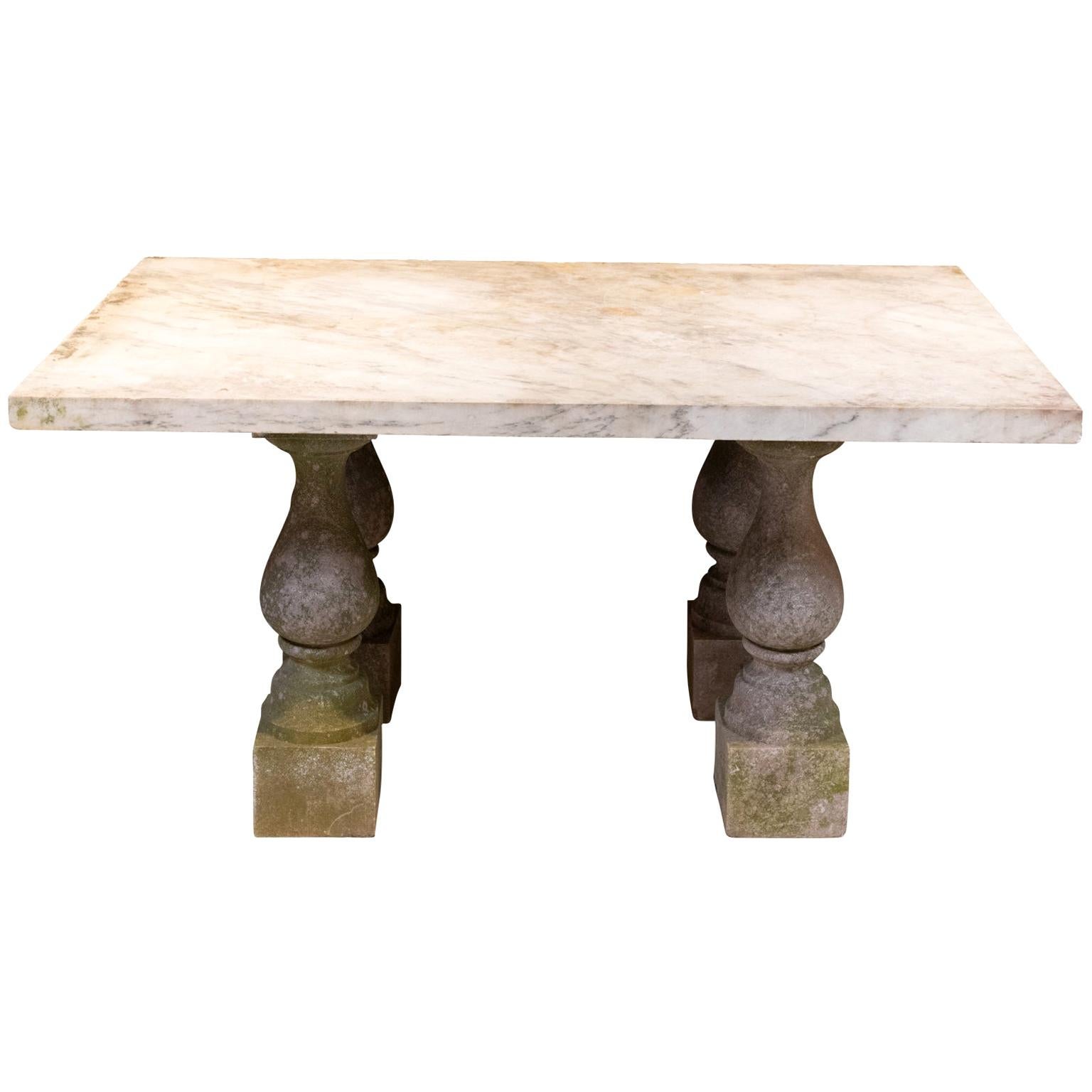 Marble and Limestone Baluster Table For Sale at 1stDibs