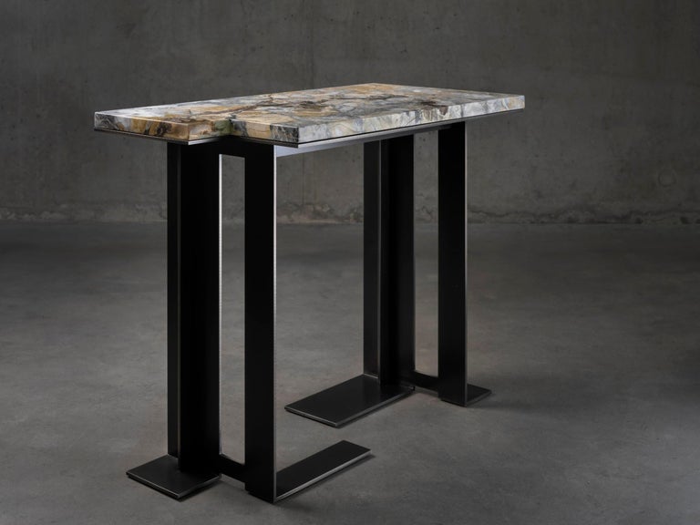 Marble and Metal Side Table For Sale at 1stDibs
