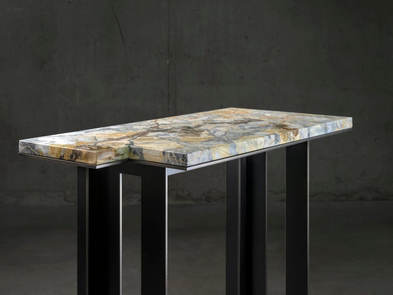 Marble and Metal Side Table For Sale at 1stDibs
