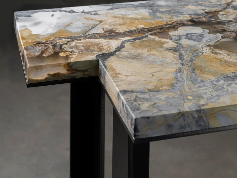 Marble and Metal Side Table For Sale at 1stDibs