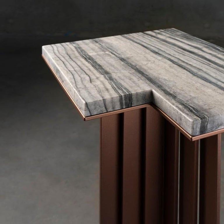 Marble and Metal Side Table For Sale at 1stDibs