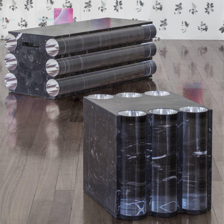 Marble and Plexiglass Fusion Stool For Sale at 1stDibs