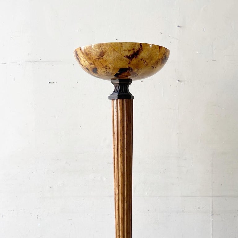 Marble and Wood Floor Lamp For Sale at 1stDibs