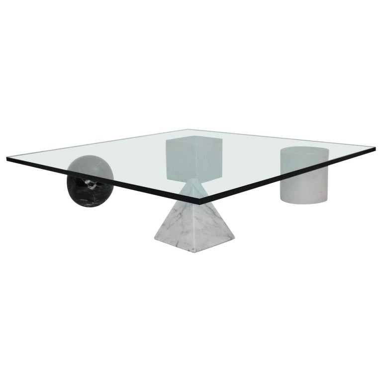 Massimo and Lella Vignelli Vintage Black White Marble Coffee Table 1979 ...