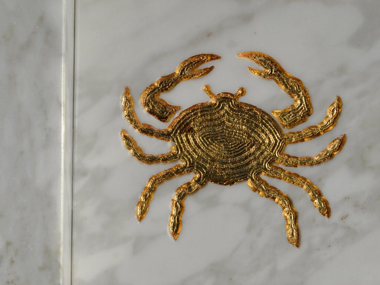 Cupioli White Marble Bookends gold leaf Inlaid Zodiac Handmade in Italy ...