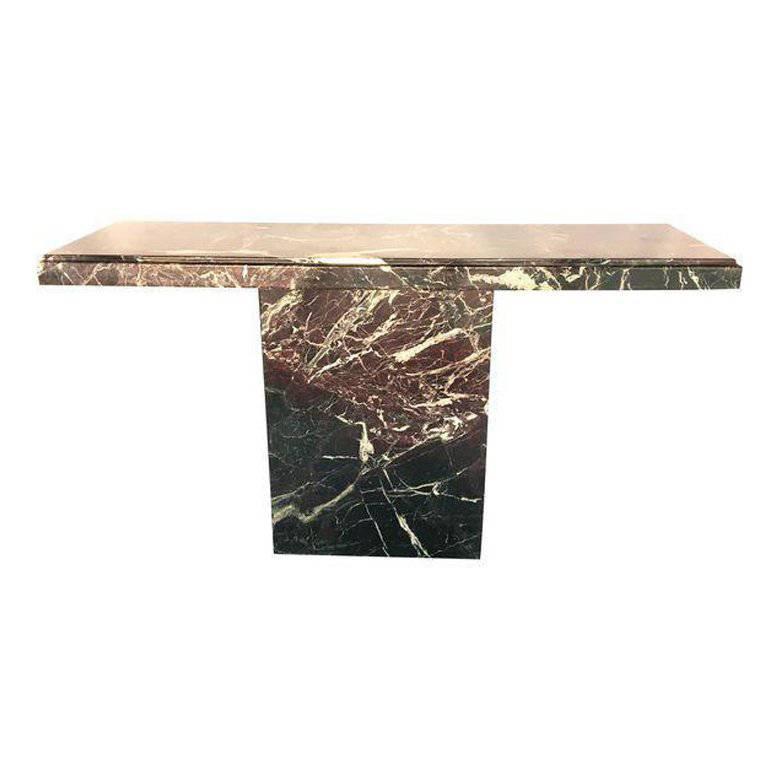 Marble Brutalist Pedestal Console Table at 1stDibs
