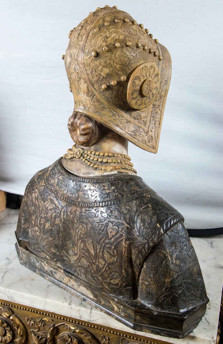 Marble Bust of a Woman in Elizabeth Dress For Sale at 1stDibs