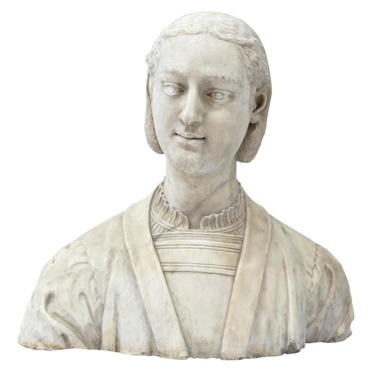 Marble Bust of a Woman in Renaissance Style, Late 19th Century at 1stDibs
