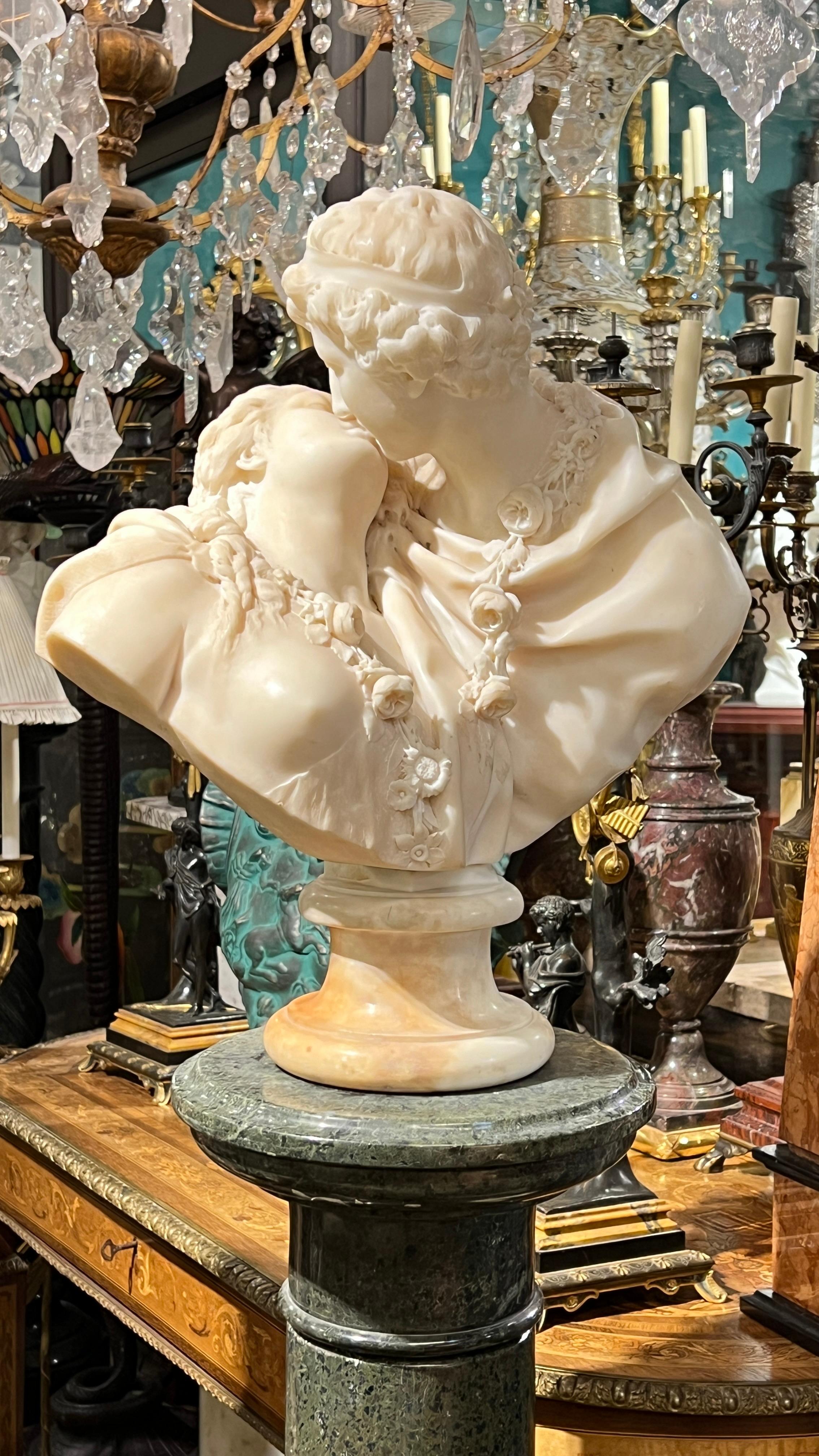Marble Bust Sculpture depicting a couple kissing After Jean-Antoine ...
