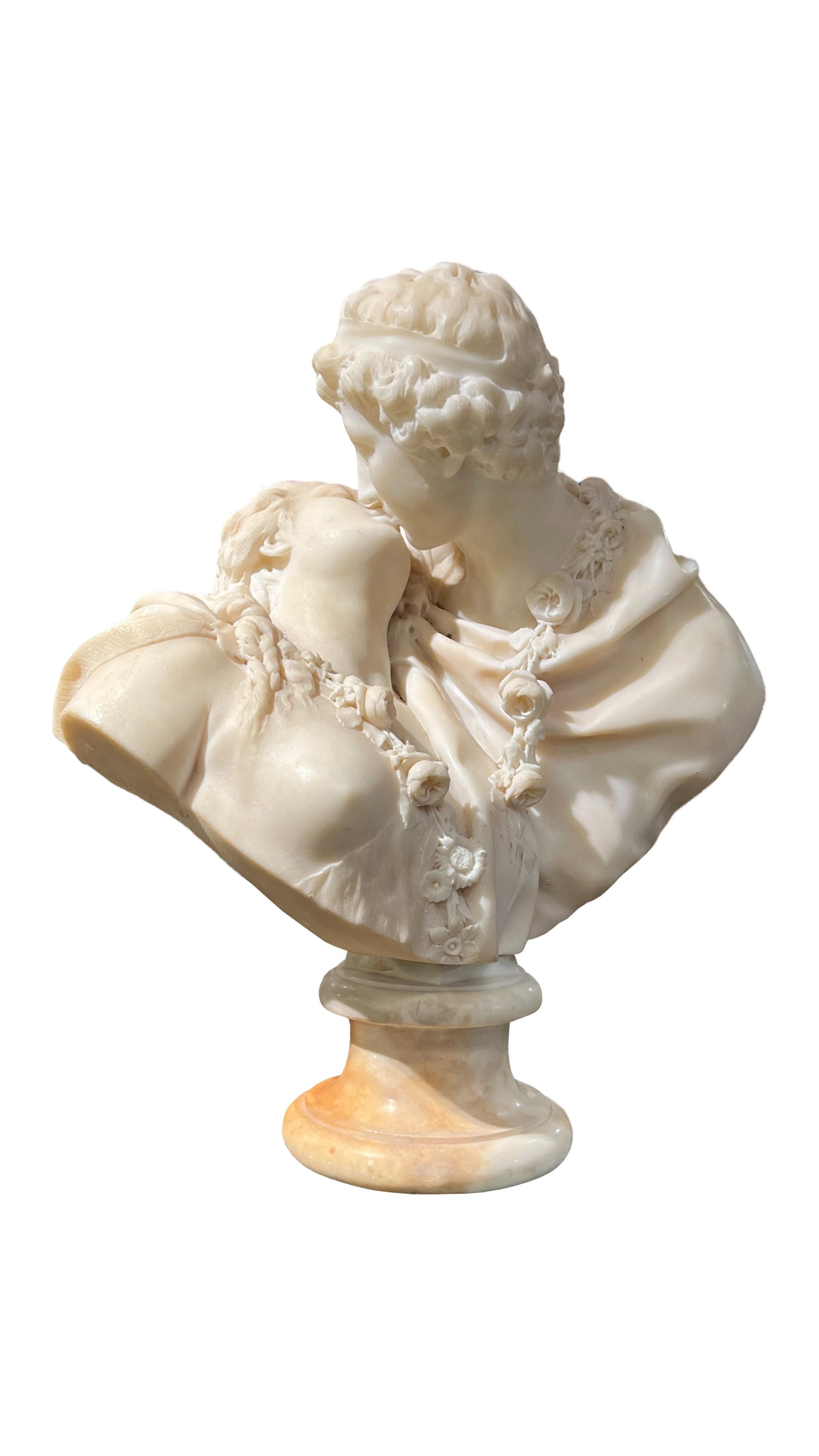 Marble Bust Sculpture depicting a couple kissing After Jean-Antoine ...