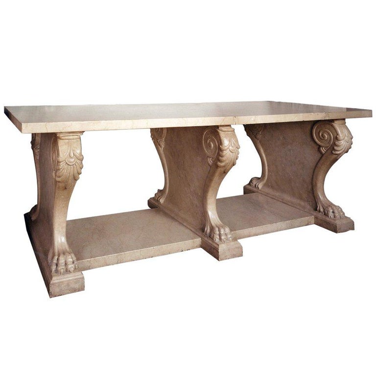 Marble Center Console Table For Sale at 1stDibs