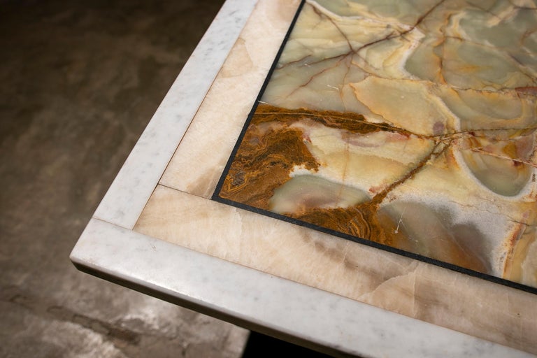 Marble Coffee Table with Onyx and Marble Top with Bronze Decorations ...