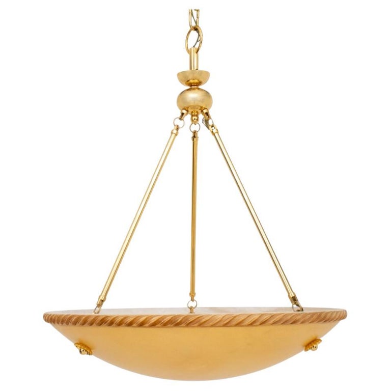 Marble Dome and Gilt Metal Chandelier For Sale at 1stDibs