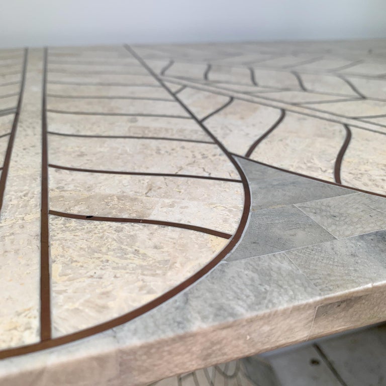 Marble Feather Console Table by Maitland Smith, 1980's For Sale at 1stDibs
