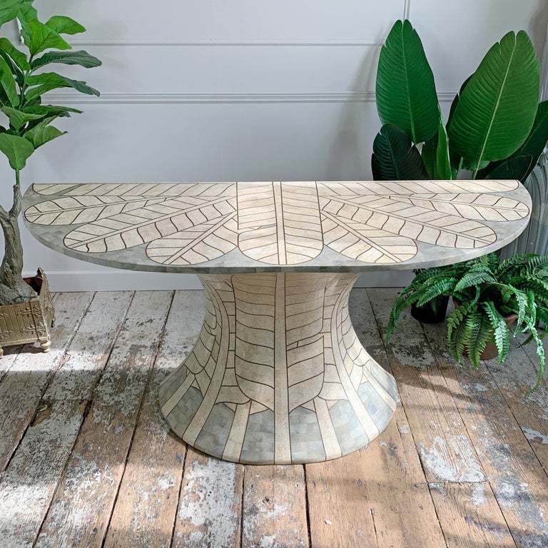 Marble Feather Console Table by Maitland Smith, 1980's For Sale at 1stDibs
