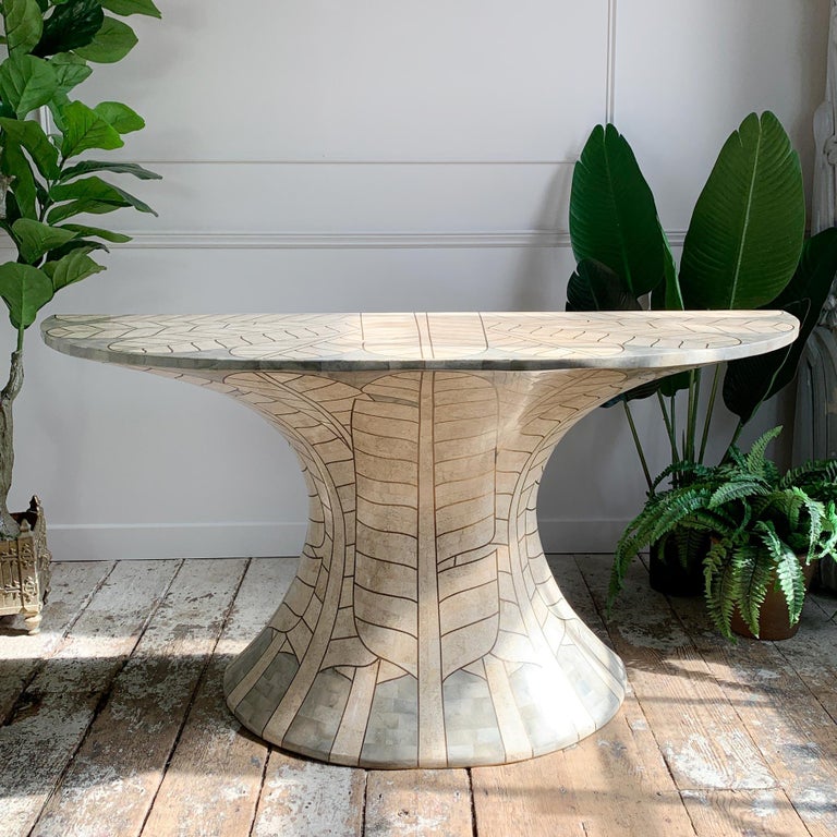 Marble Feather Console Table by Maitland Smith, 1980's For Sale at 1stDibs