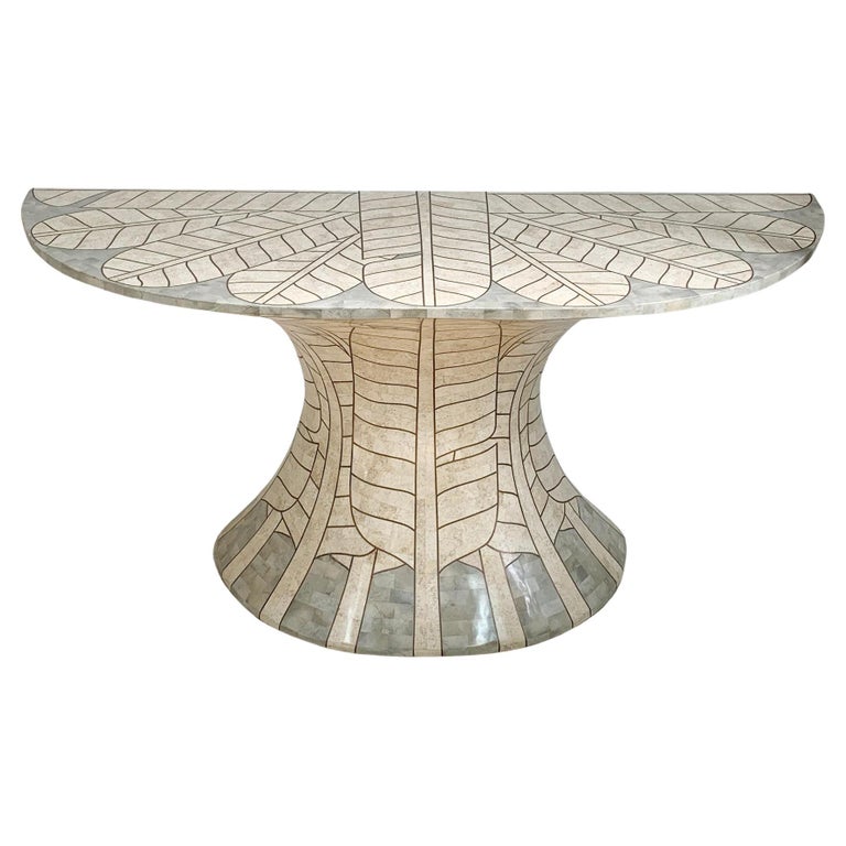 Marble Feather Console Table by Maitland Smith, 1980's For Sale at 1stDibs