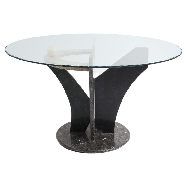 Marble and Glass Dining Table, 1980s For Sale at 1stDibs