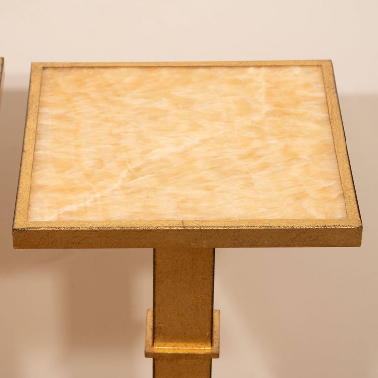 Marble Gold Leaf Accent Tables at 1stDibs