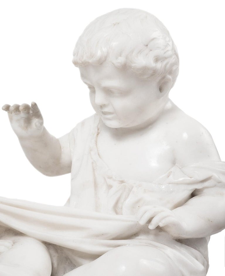 Marble Group of Child Playing with a Puppy, After Joseph Gott, 1786 ...