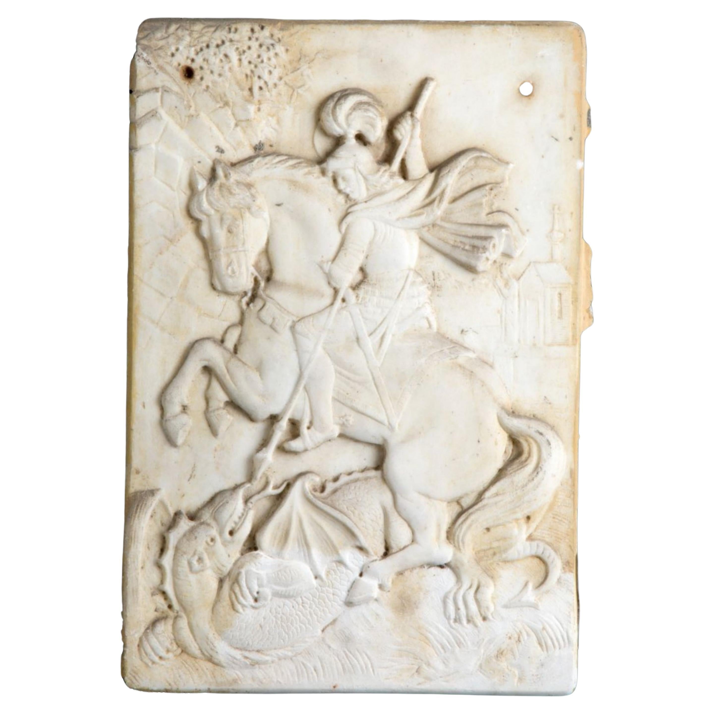 Marble High Relief Plaque "SAINT GEORGE AND THE DRAGON" 18th Century ...
