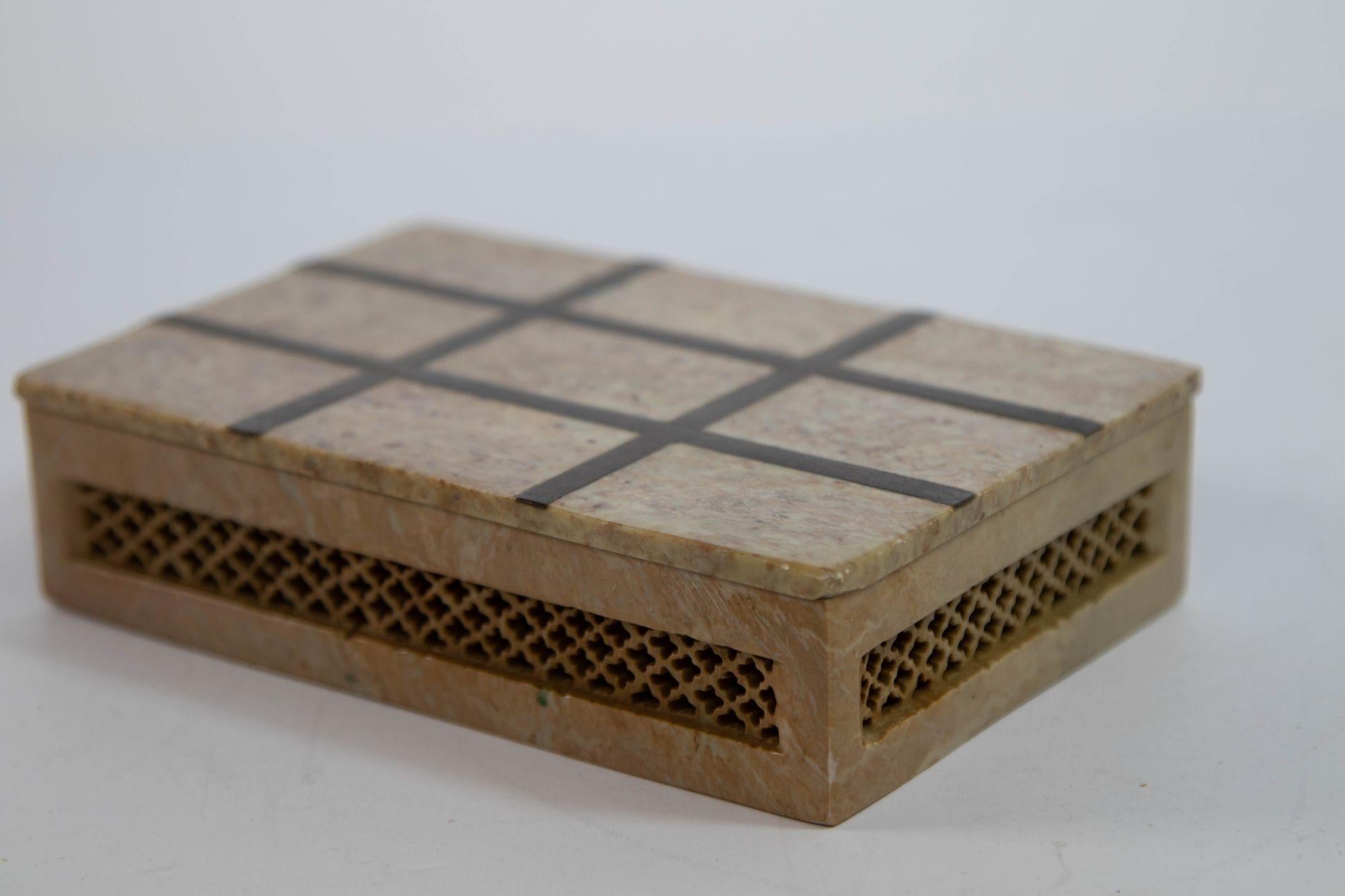 Marble Inlay Marble Box Censor Stone Travertine Box India 1950s For ...