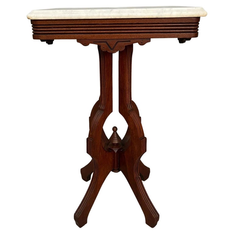 Marble and Mahogany Wood Traditional Table For Sale at 1stDibs