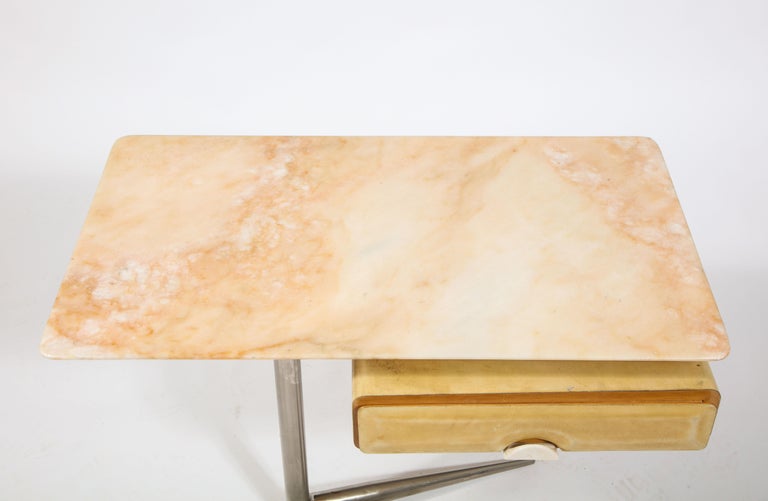 Marble and Parchment End Table, Italy, 1960's For Sale at 1stDibs