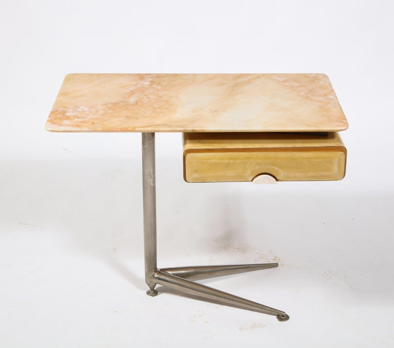 Marble and Parchment End Table, Italy, 1960's For Sale at 1stDibs