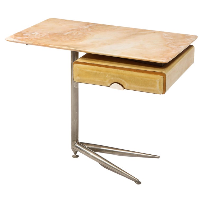 Marble and Parchment End Table, Italy, 1960's For Sale at 1stDibs