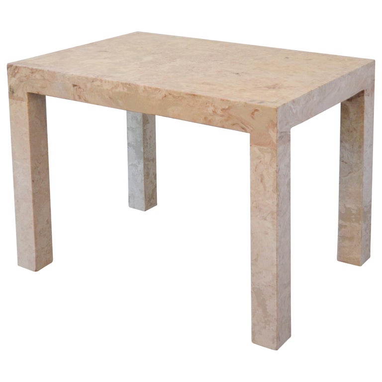 Marble Parsons Style Side Table at 1stDibs