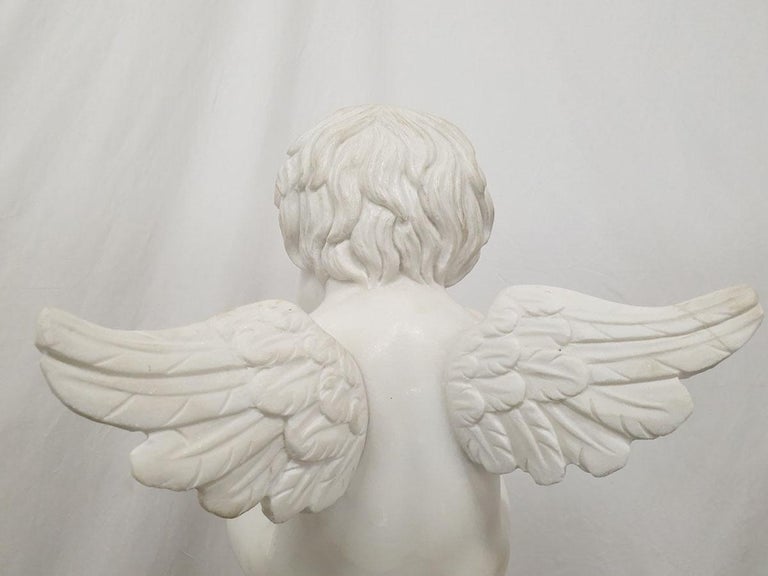 Marble Sculpture "Cupid on Globe", Early 20th Century For Sale at 1stDibs