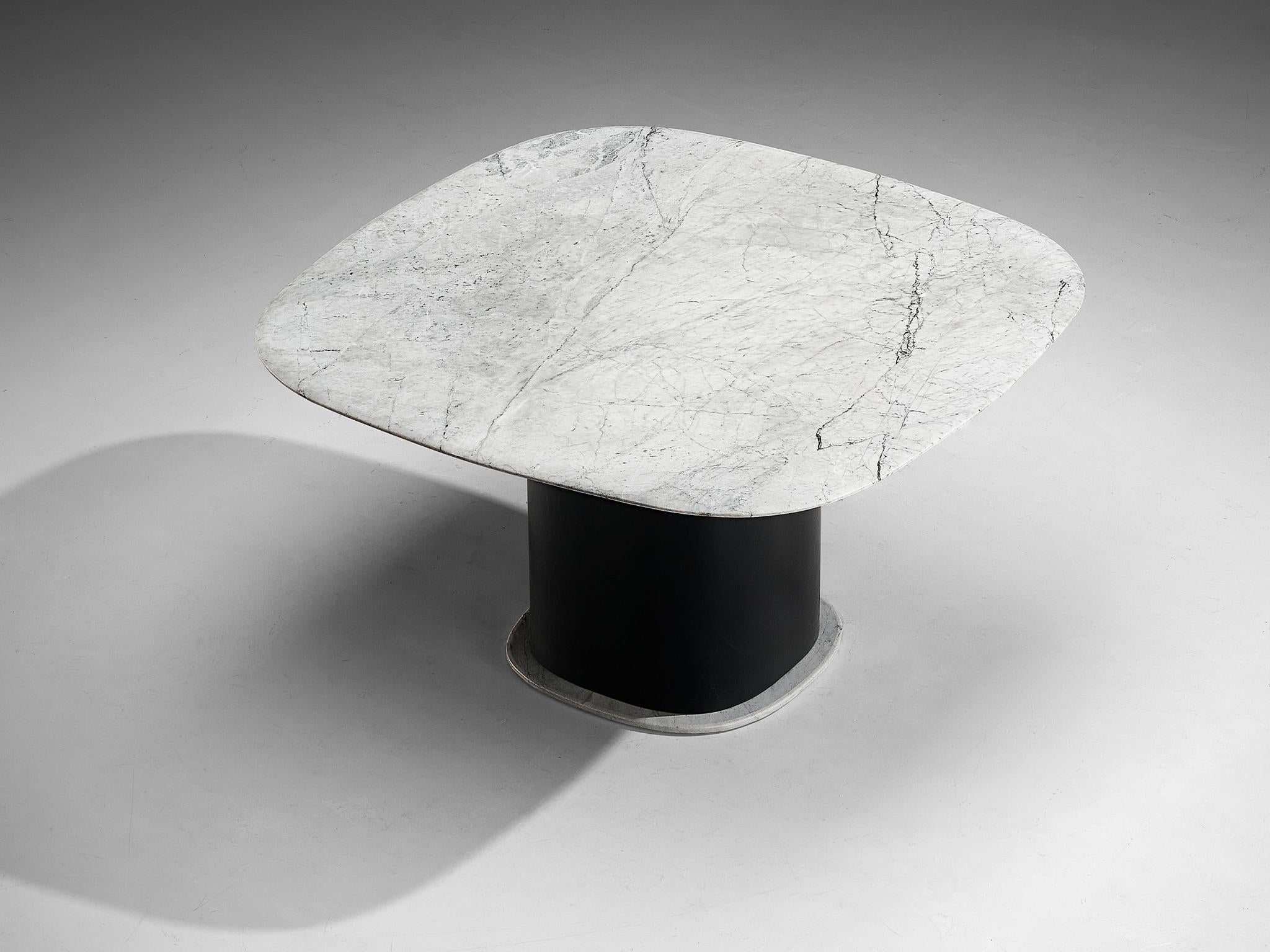 Marble Square Dining Table with Contrasting Base For Sale at 1stDibs