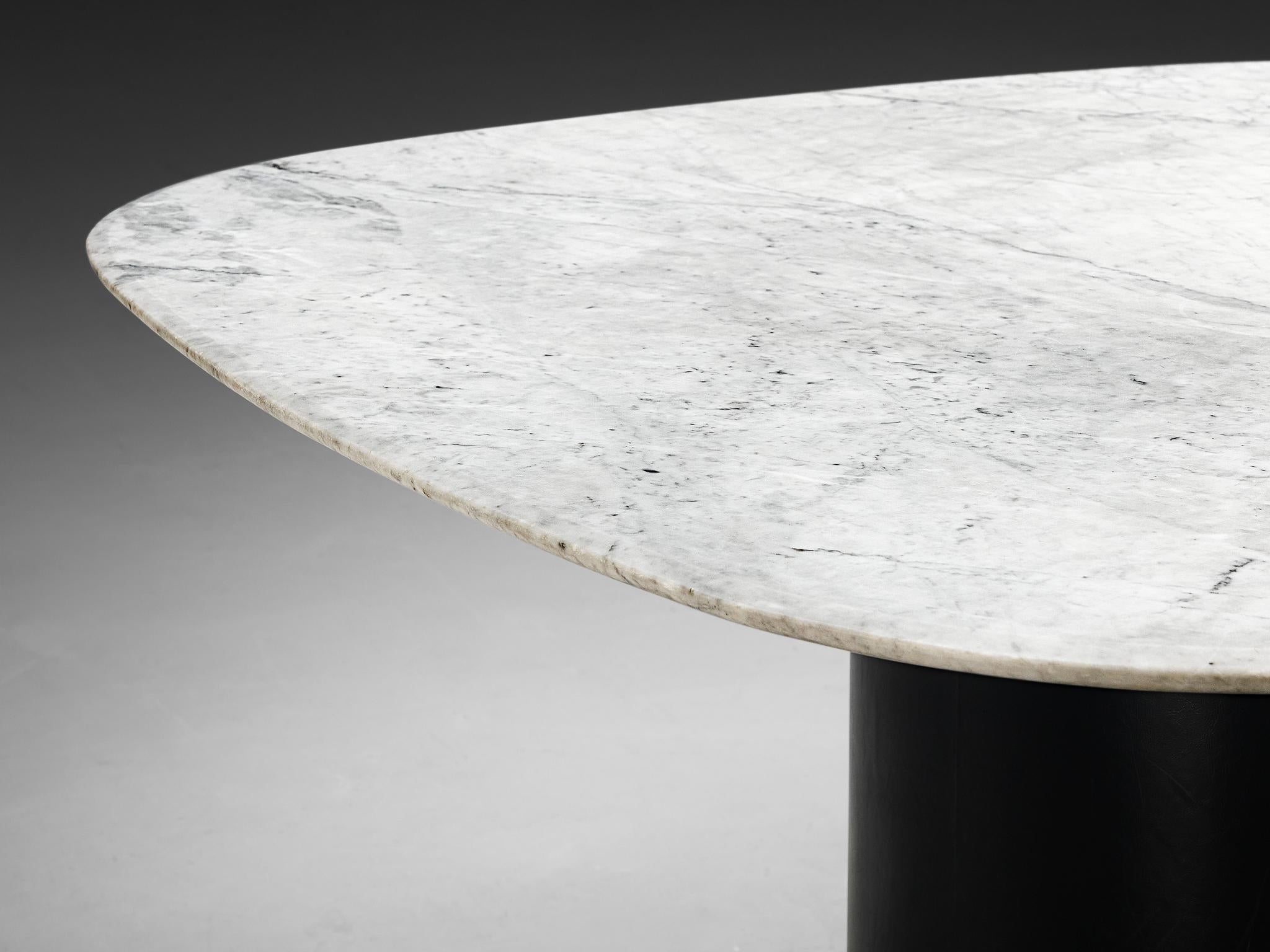 Marble Square Dining Table with Contrasting Base For Sale at 1stDibs